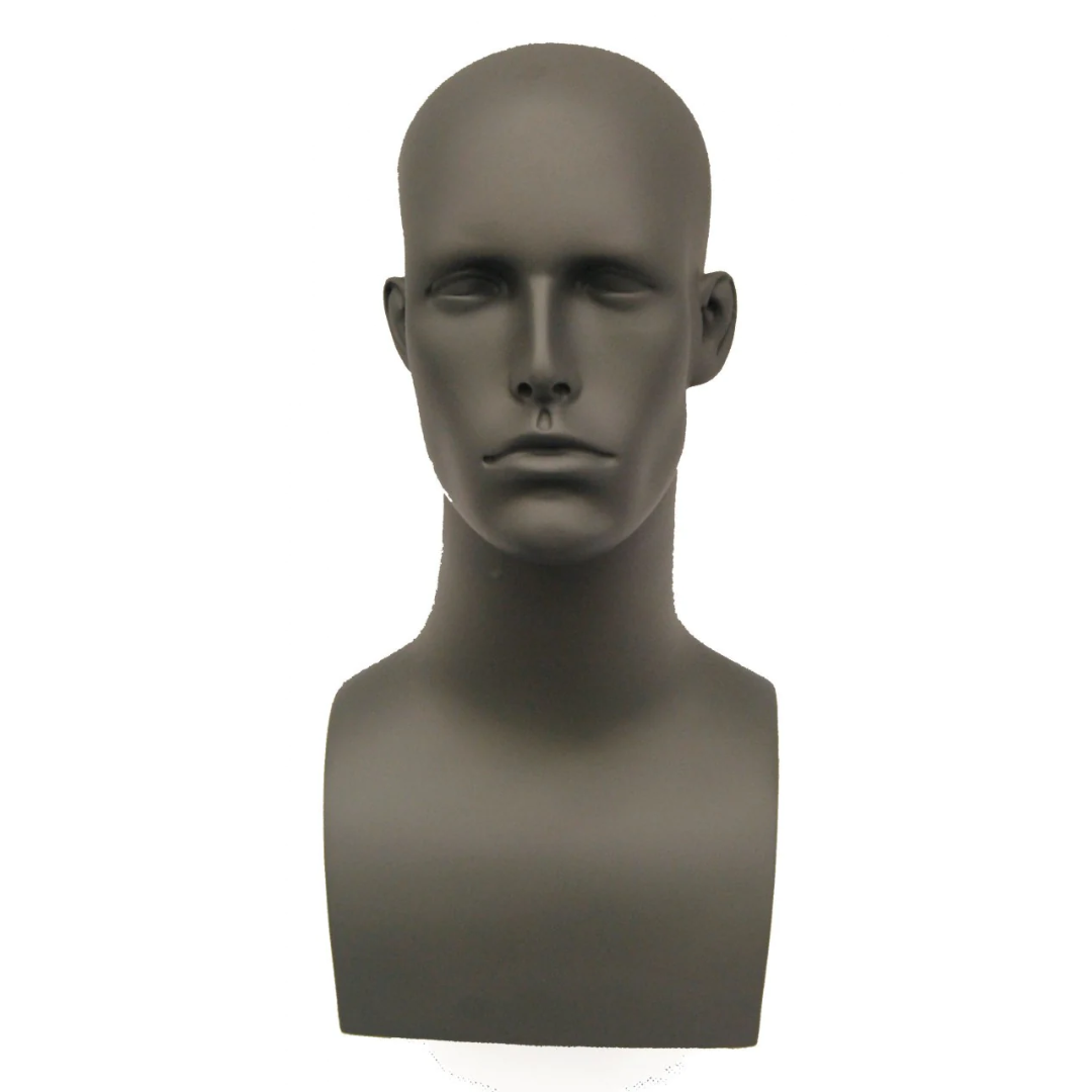 Donny: Male Mannequin Head in Matte Grey – Mannequin Madness