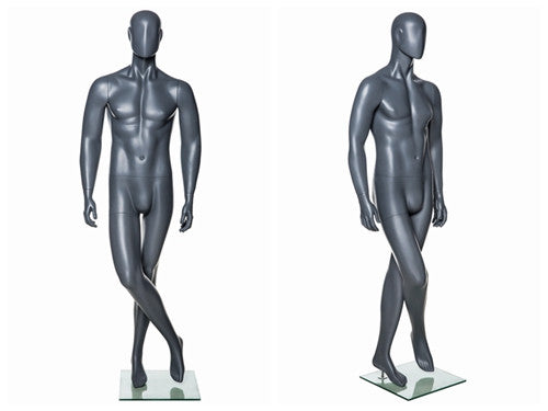 Egghead Male Mannequin in Standing Pose 1: Grey – Mannequin Madness