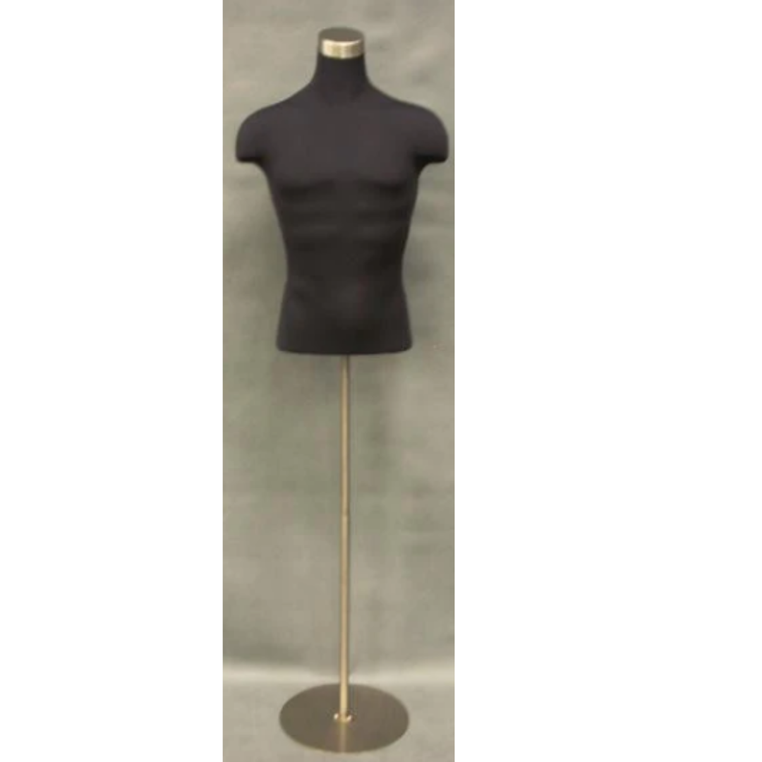 Male Body Form Black Jersey w/ Shoulders on Metal Stand – Mannequin Madness