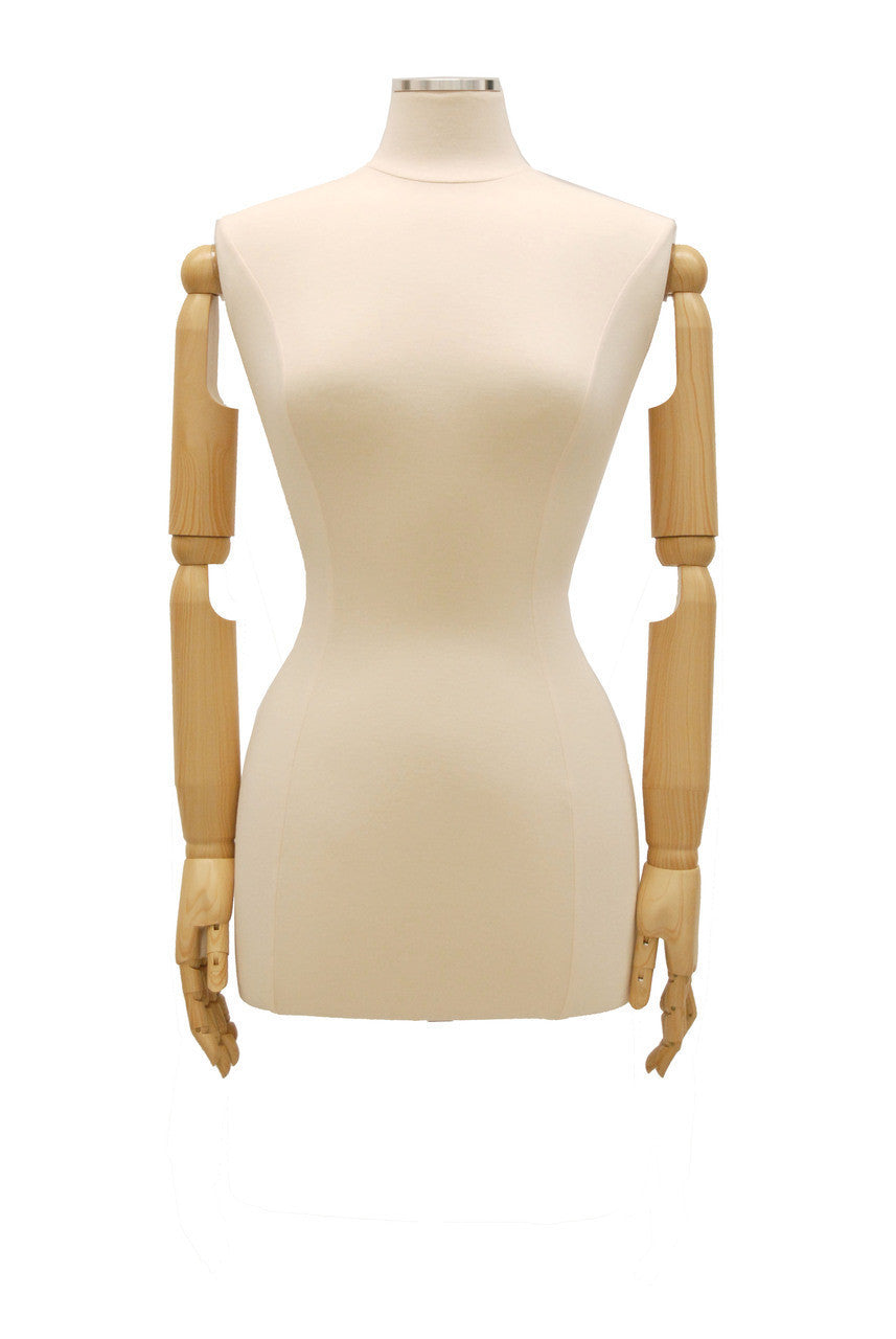 Female Dress Form with Bendable Arms: Jersey on Wooden Tripod Base ...