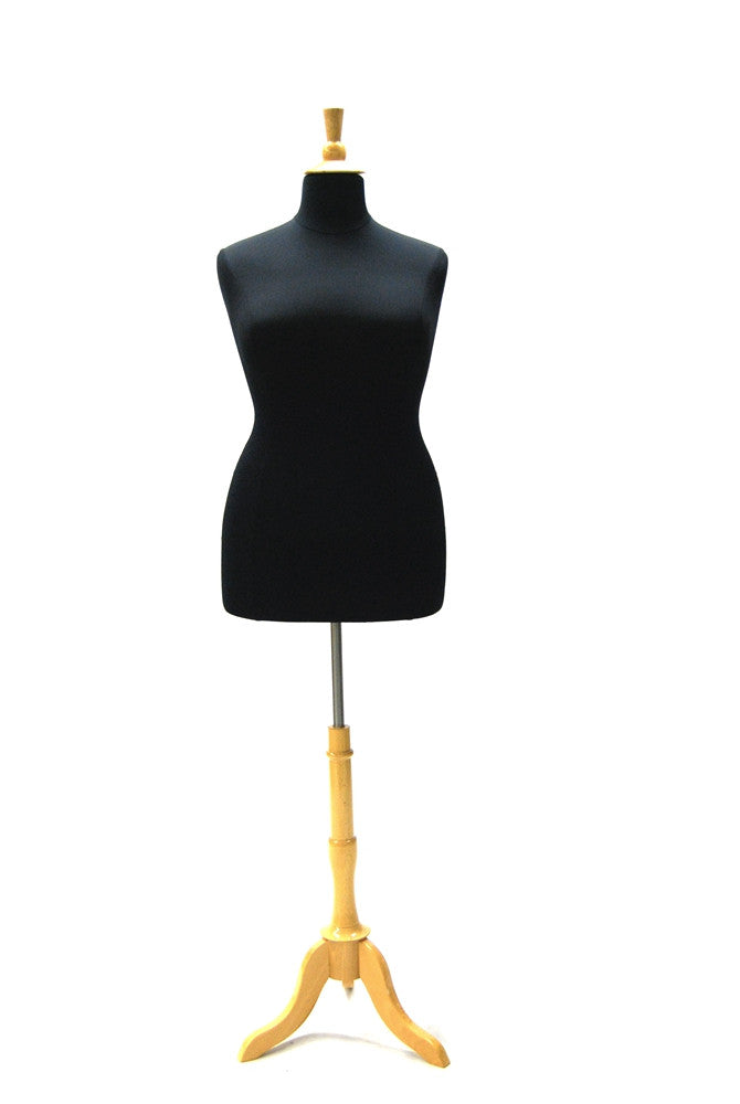 Size 18/20 Black Jersey Plus Size Body Form with Natural Wooden Tripod ...